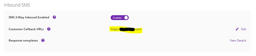 How do I set my callback url for Inbound SMS?
