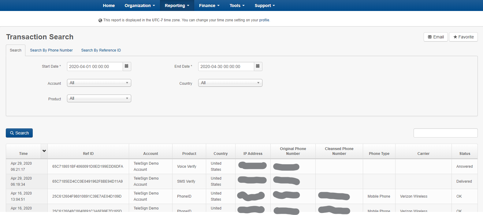 Where do I find the Reference ID for a TeleSign transaction?