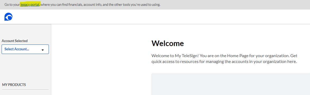 How do I view my Organization and Accounts in Telesign's Portal